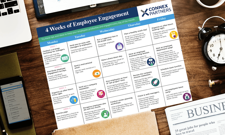 Employee Engagement Ideas: 4-Week Printable Calendar